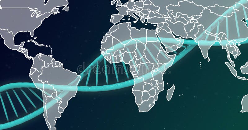 Image of Dna Strand Over World Map Stock Photo - Image of information ...
