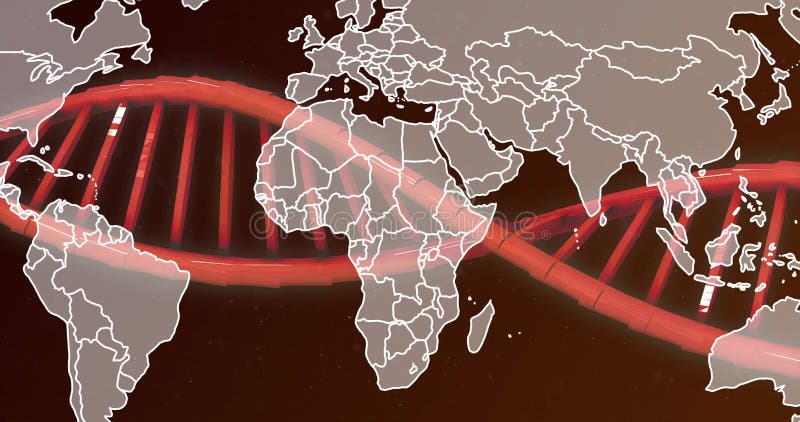 Image of Dna Strand Over World Map Stock Image - Image of genome ...