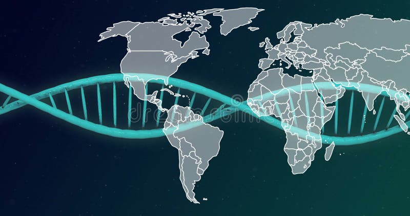 Image of Dna Strand Over World Map Stock Image - Image of molecular ...