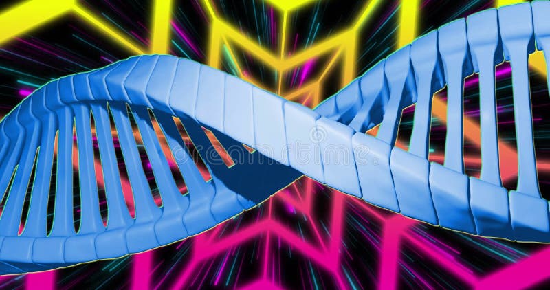 Image of Dna Strand Over Yellow Stars Moving Stock Illustration ...