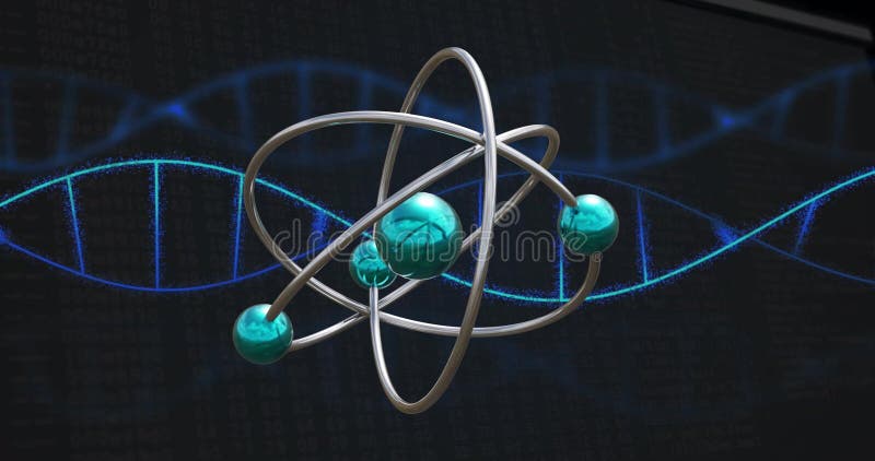 Image of Dna Strand and Scientific Data Processing Over Atom Stock ...