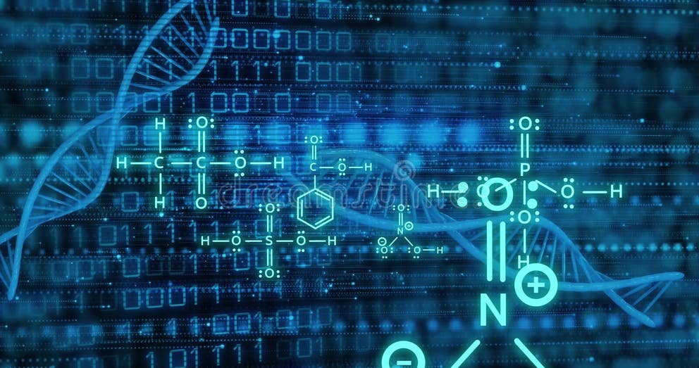 Image of Dna Strand and Scientific Data Processing Over Binary Coding Stock Photo - Image of ...