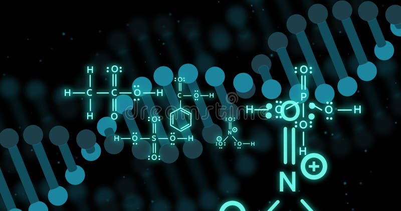 Image of Dna Strand and Scientific Data Processing Over Black ...