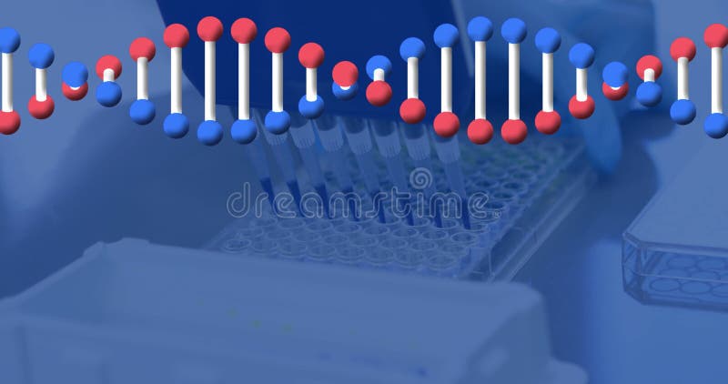Image of Dna Strand Scientific Data Processing Over Laboratory Stock ...
