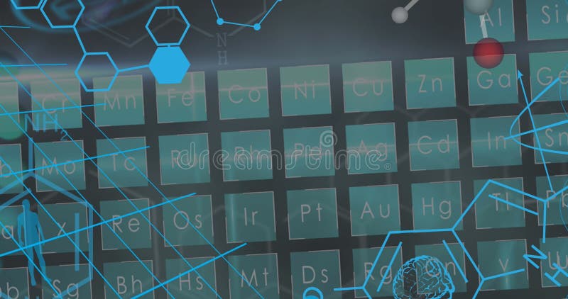 Image of Dna Strand, Scientific Data Processing Over Periodic Table ...