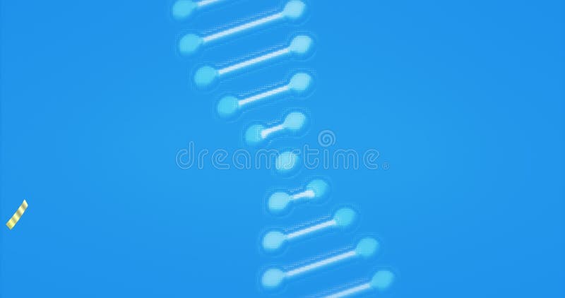 Image of Dna Strand Spinning and Confetti on Blue Background Stock ...