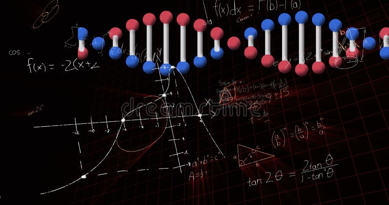 Image of Dna Strand Spinning Data Processing and Mathematical Equations Stock Illustration ...