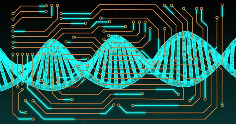 Image of Dna Strand Spinning Over Computer Circuit Board Stock ...
