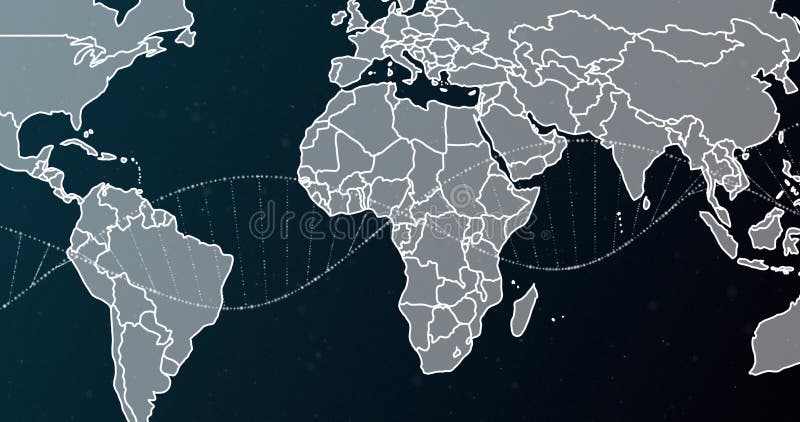 Image of Dna Strand Spinning Over World Map Stock Illustration ...