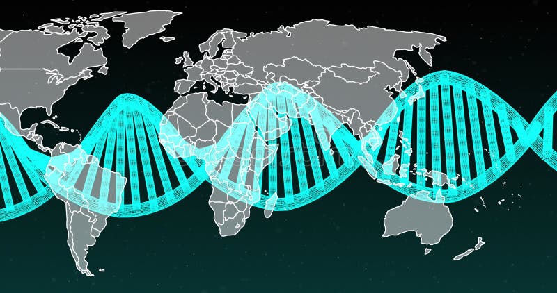 Image of Dna Strand Spinning Over World Map Stock Illustration ...