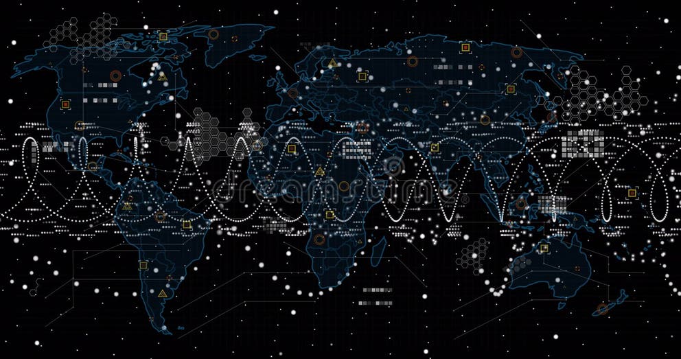 Image of Dna Strand and World Map Over Data Processing Stock Image ...