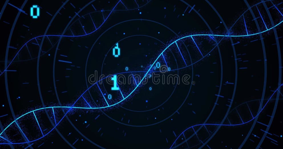 Image of Dna Strands and Binary Coding Digital Data Processing Stock Photo - Image of artificial ...