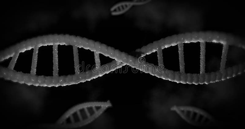 Image of Dna Strands on Black Background Stock Illustration ...