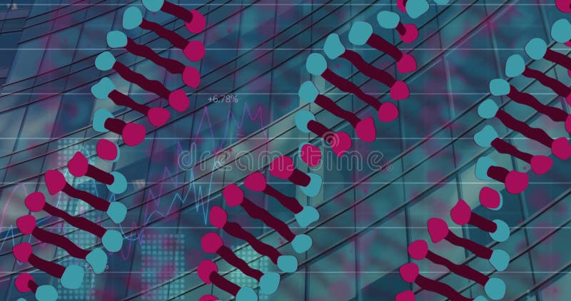 Image of Dna Strands and Data Processing Over Office Building Stock ...