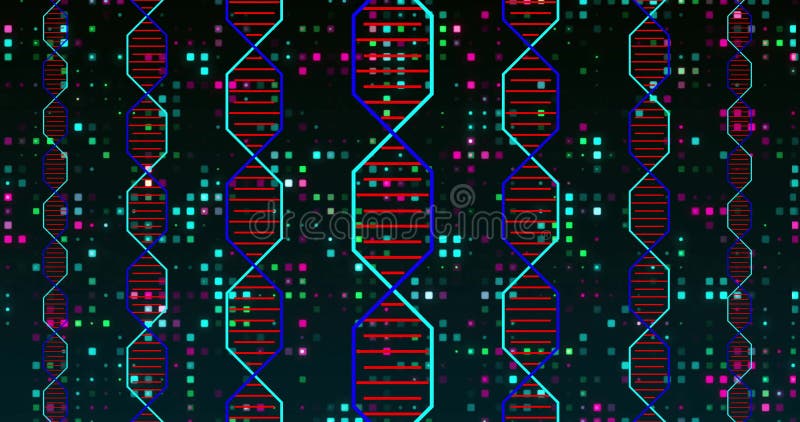 Image of Dna Strands Over Black Background Stock Illustration ...