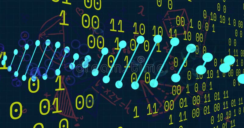 Image of Dna Strands Over Data Processing and Mathematical Equations on ...