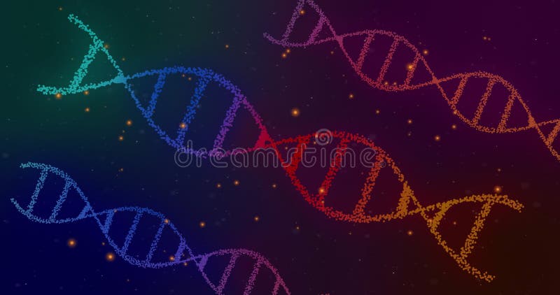 Image of Dna Strands Over Moving Spots Stock Illustration ...