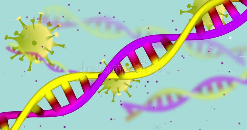 Image of Dna Strands Over Virus Cells Stock Illustration - Illustration ...