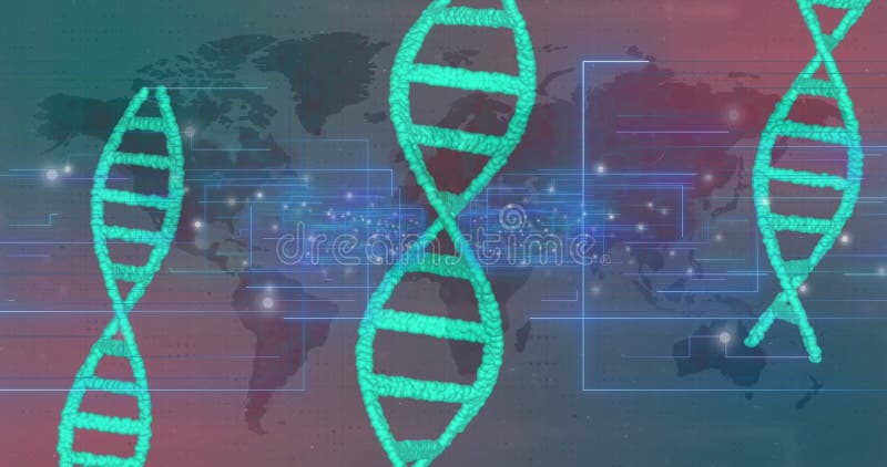 Image of Dna Strands Over World Map Stock Illustration - Illustration ...