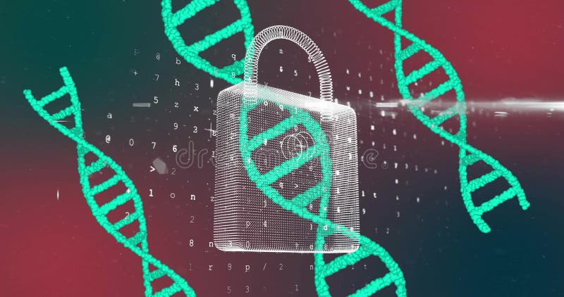 Image of Dna Strands, Scientific Data Processing Over Padlock Stock ...