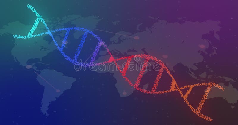 Image of Dna Strands Spinning Over World Map Stock Illustration ...