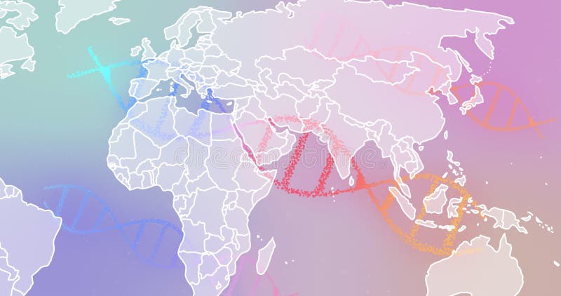 Image of Dna Strands Spinning Over World Map Stock Illustration ...