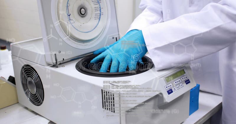 Image of Doctor in Lab Over Data Processing Stock Photo - Image of ...