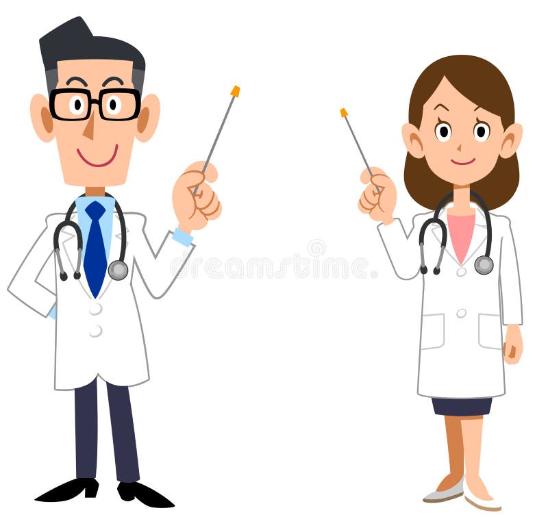 Doctor with a Pointer a Whole Body of Man and Woman Stock Vector ...