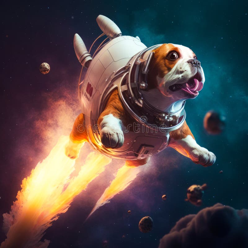 An Image of Dog Flying in Space. Generative AI Stock Illustration ...