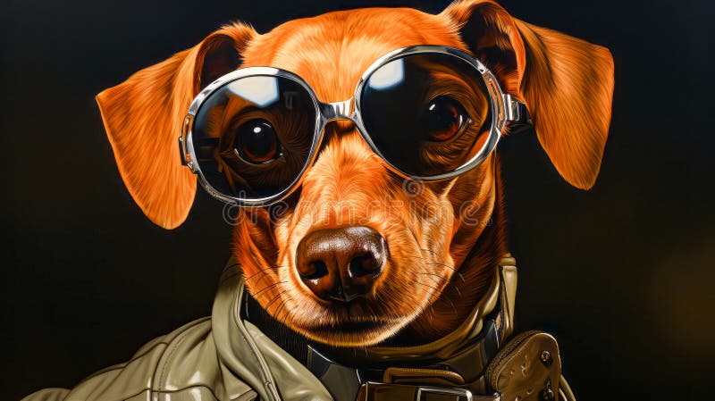Image of Dog Wearing Goggles and Leather Jacket. Generative AI Stock ...