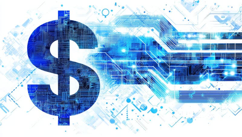 An Image of a Dollar Sign with Blue Lines and Data Points on a White ...