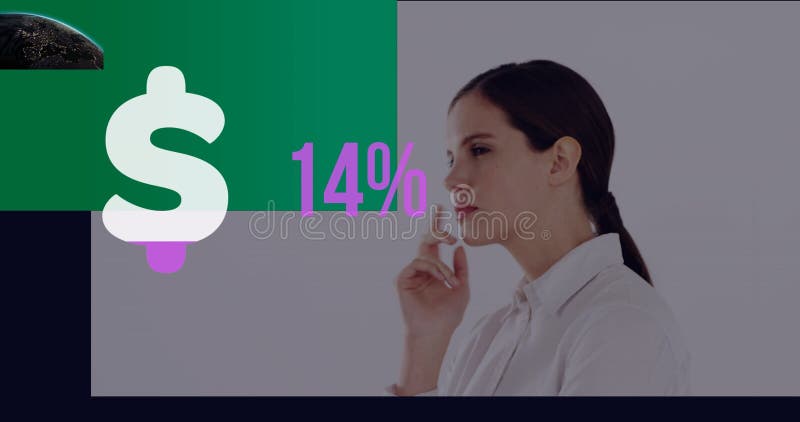Image of Dollar Symbol with Growing Number Over Caucasian Woman Stock ...