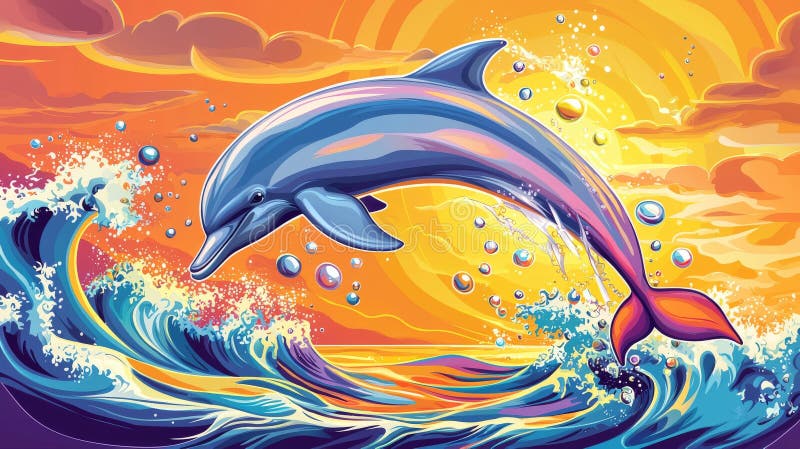 An Image of a Dolphin Rising Out of the Water, Causing a Splash with ...