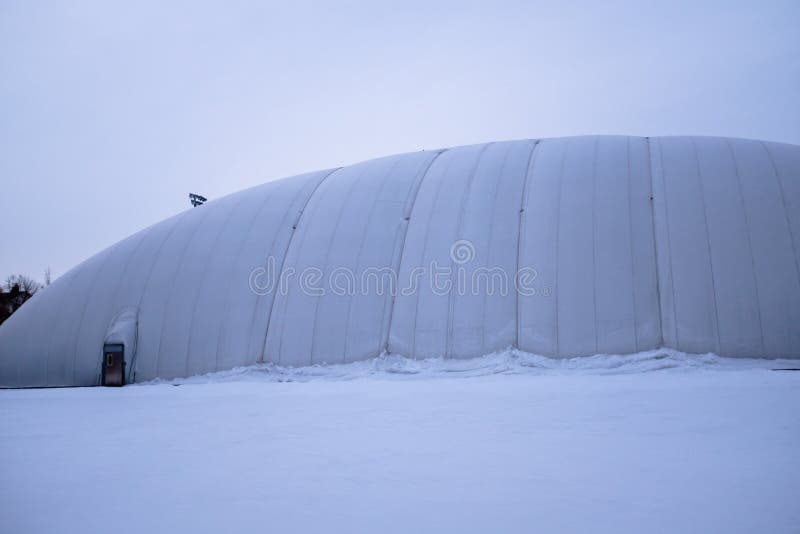 Image of Dome Over Sport Field during Winter. Stock Image - Image of ...