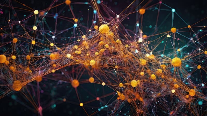 The Image is Dominated by a Dense Web of Translucent Stock Photo ...