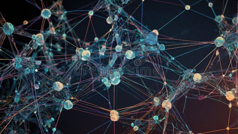 The Image is Dominated by a Dense Web of Translucent Stock Photo ...