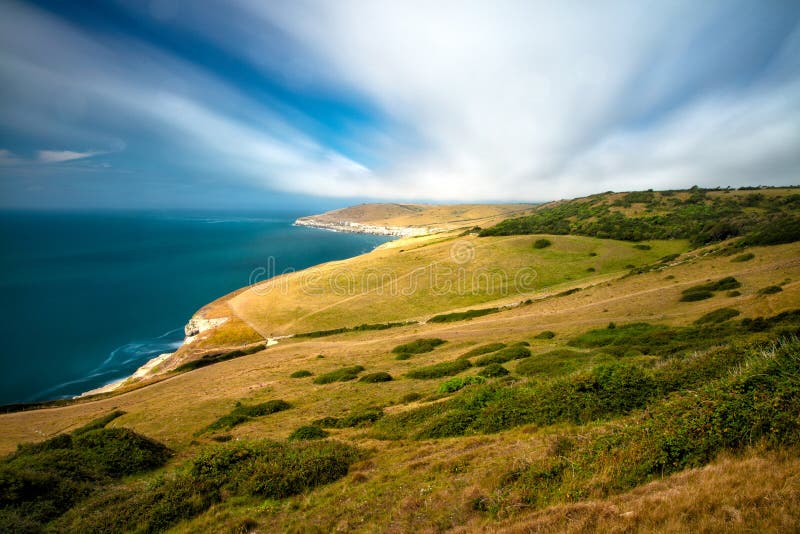 Dancing Ledge Coast Path stock photo. Image of horizontal - 235633540