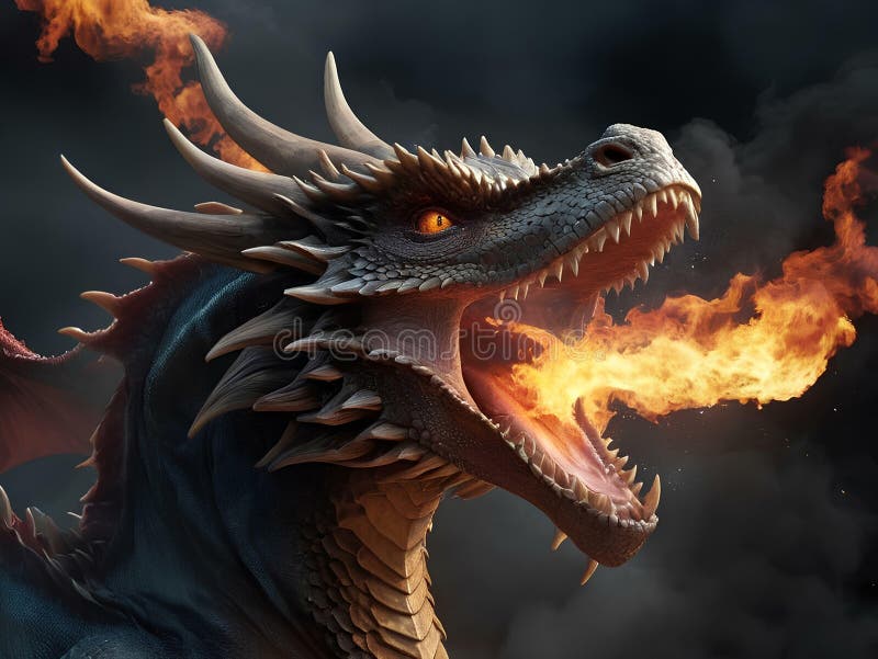 Image of a Dragon Breathing Fire 4 Stock Illustration - Illustration of ...