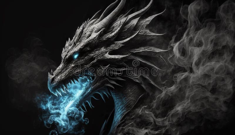 Smoke dragon stock illustration. Illustration of blackandwhite - 273200462