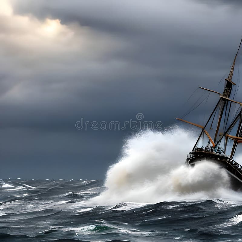 Image of the Dramatic Storm at the Middle of the Ocean. Stock ...