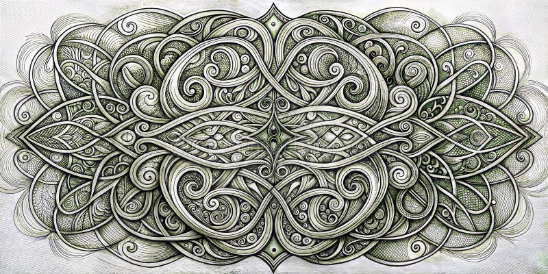 The Image is a Drawing of a Large, Complex Design. Stock Illustration ...