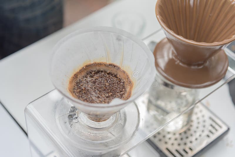 Drip Coffee Maker Equipment with Grind Coffee . Stock Image - Image of ...