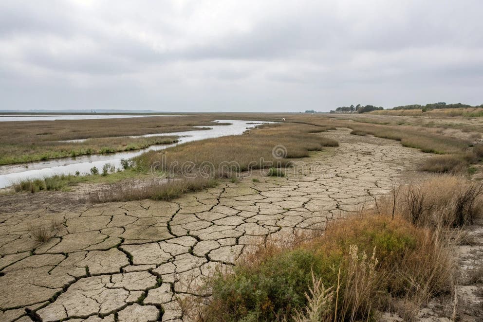 Climate Change. Dry Marshes with Nice Structure Stock Illustration ...