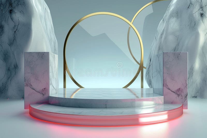 Image Dynamic 3D Platform for Presenting Products, Set Against Abstract ...