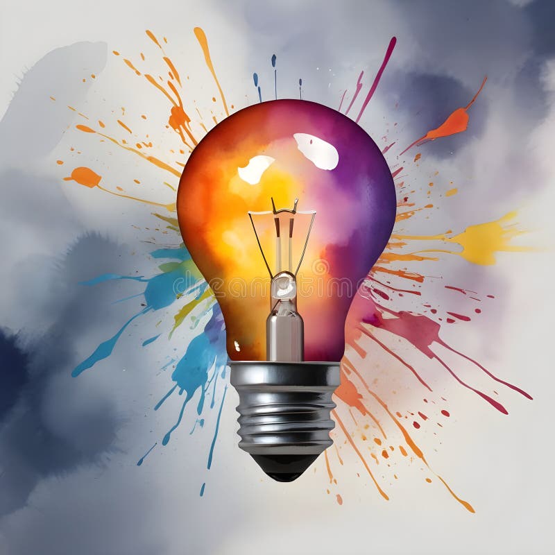 Image of a Dynamic Light Bulb with Paint Burst Symbolizing Innovation ...