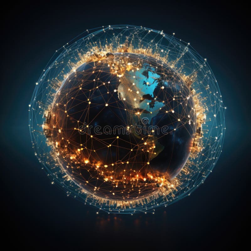 An Image of Earth Connected through Big Data Stock Illustration ...