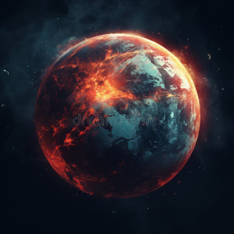 An Image of the Earth with Flames Coming Out of it Stock Illustration ...