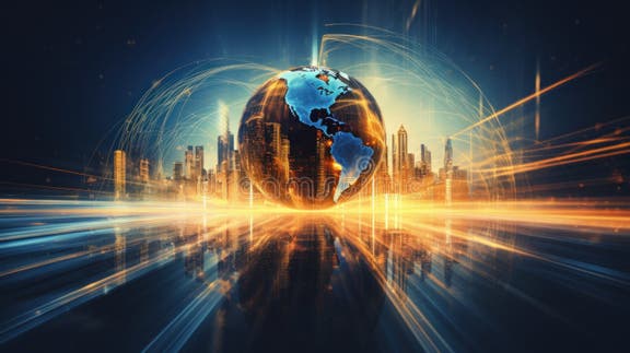 An Image of an Earth with Graphs Behind it Stock Image - Image of night ...