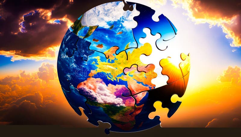 An Image of the Earth with Puzzle Pieces on it. Generative AI Stock ...