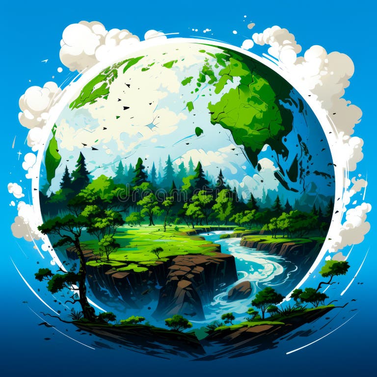 Image of the Earth with River Running through it. Generative AI Stock ...